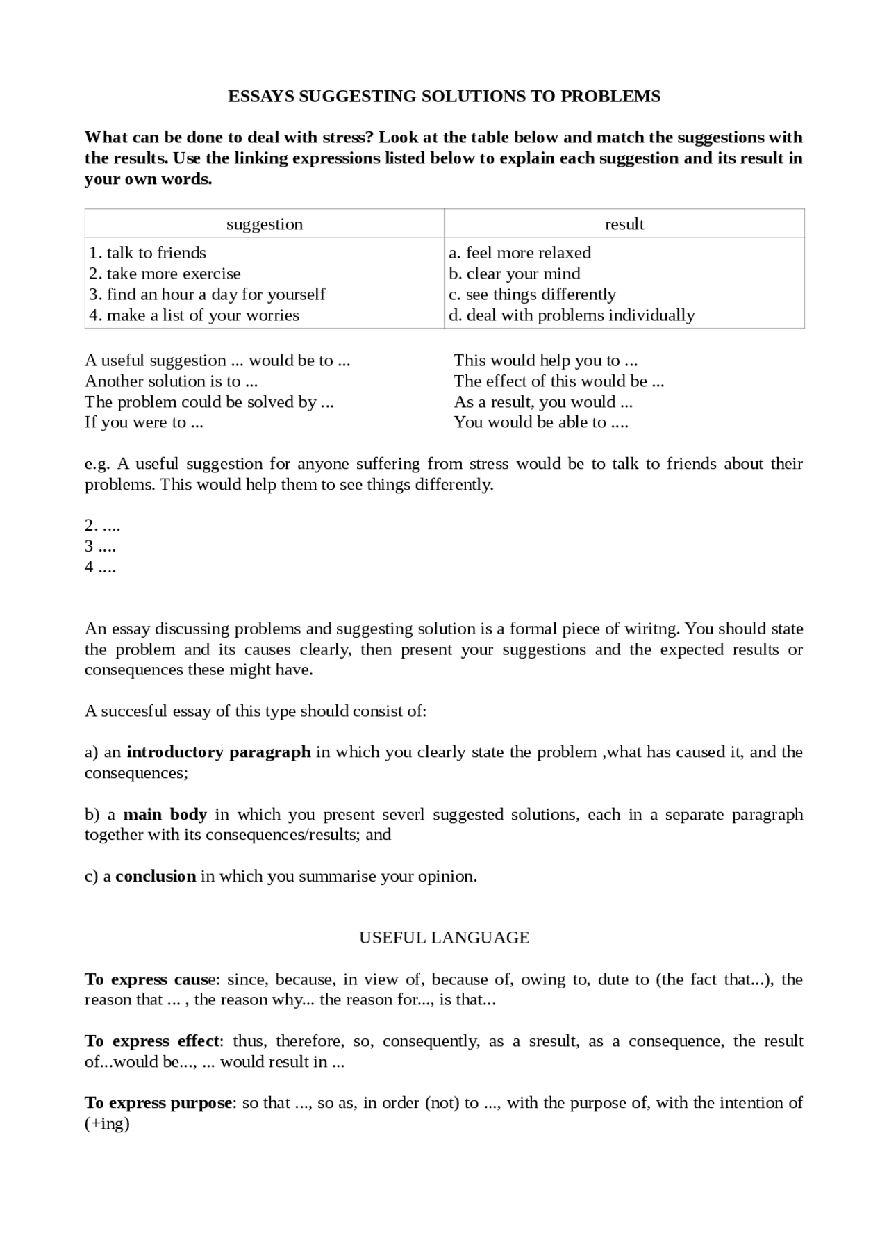 Essay Problem Solution Writing Docsity