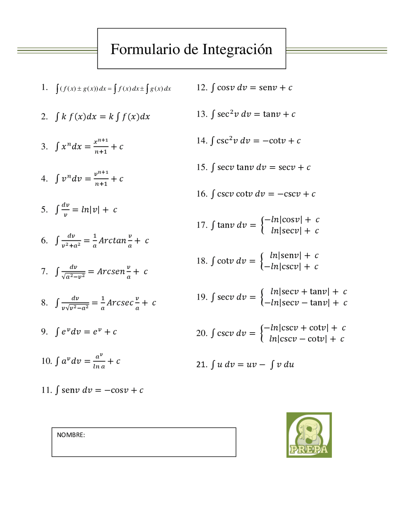 Formulario de integracion - Docsity