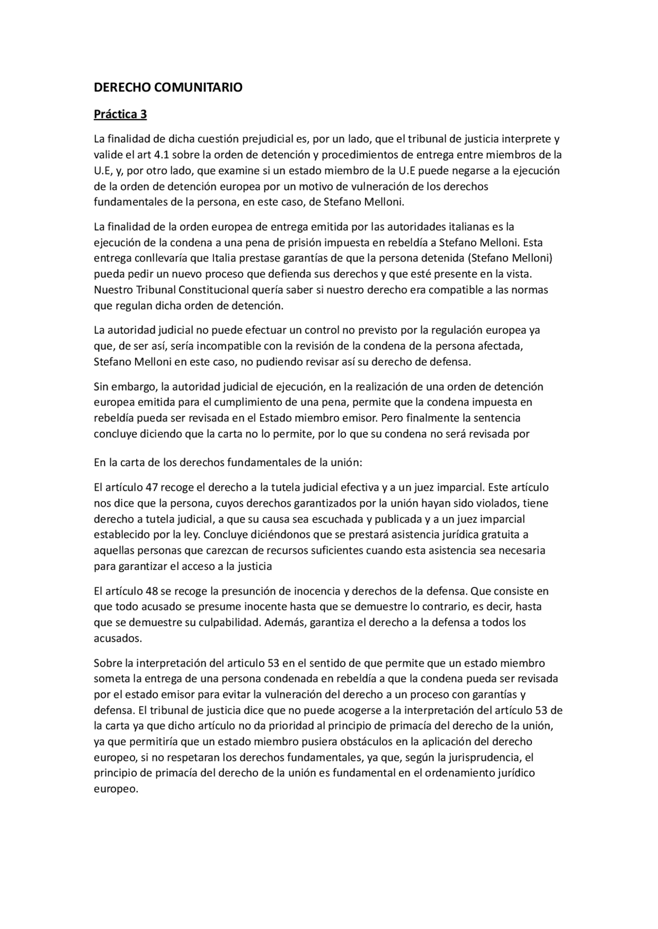 Práctica 3 Derecho Comunitario Docsity