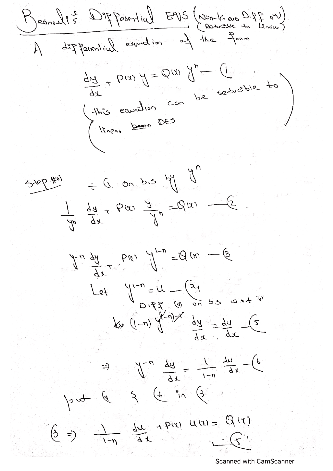 Differential Equations Lecture Notes Bernoullis Docsity