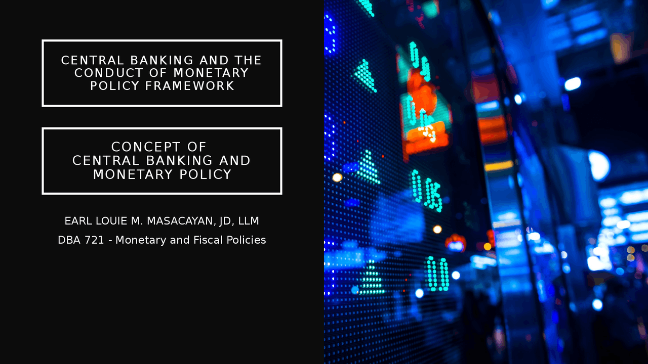 Central Banking and Monetary Policy Concepts - Docsity