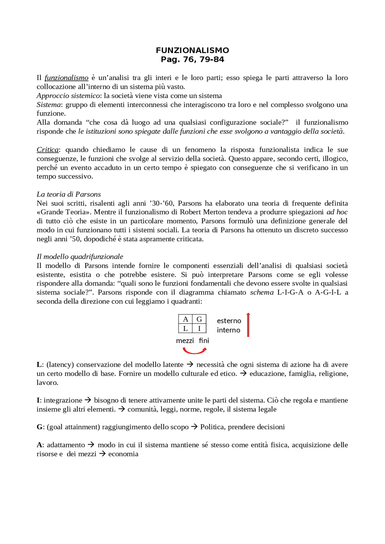Funzionalismo Scienze Della Comunicazione Docsity