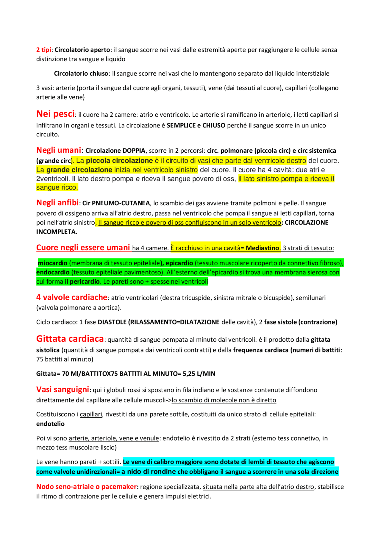 Apparato Circolatorio E Apparato Respiratorio Docsity