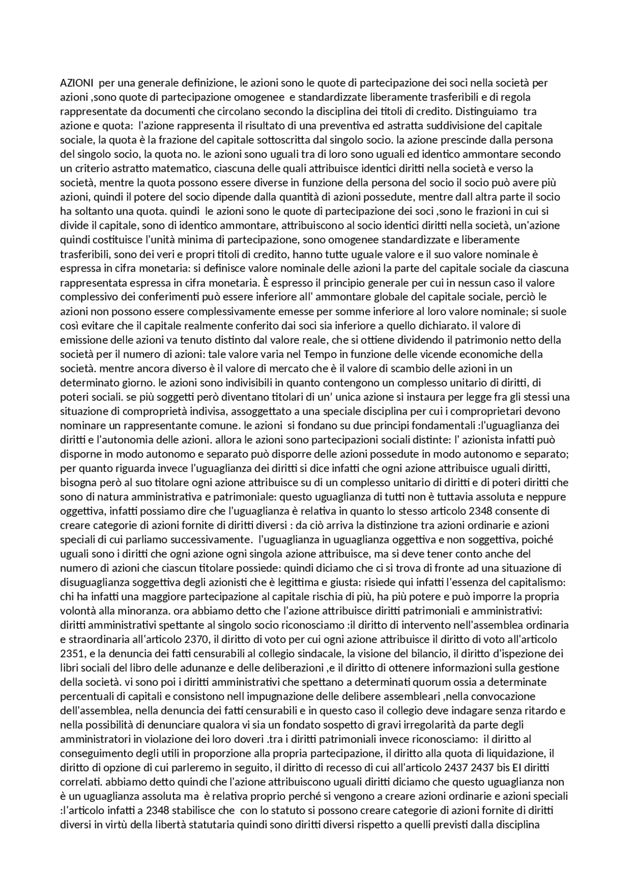 Le Azioni Nelle Spa Docsity