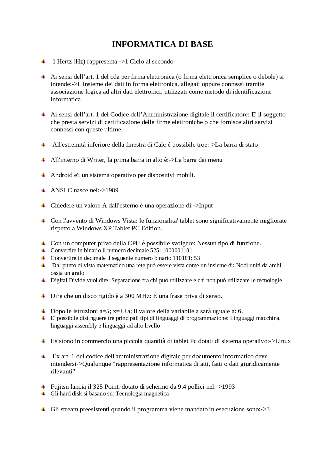 Domande E Risposte Esame Informatica Di Base Docsity