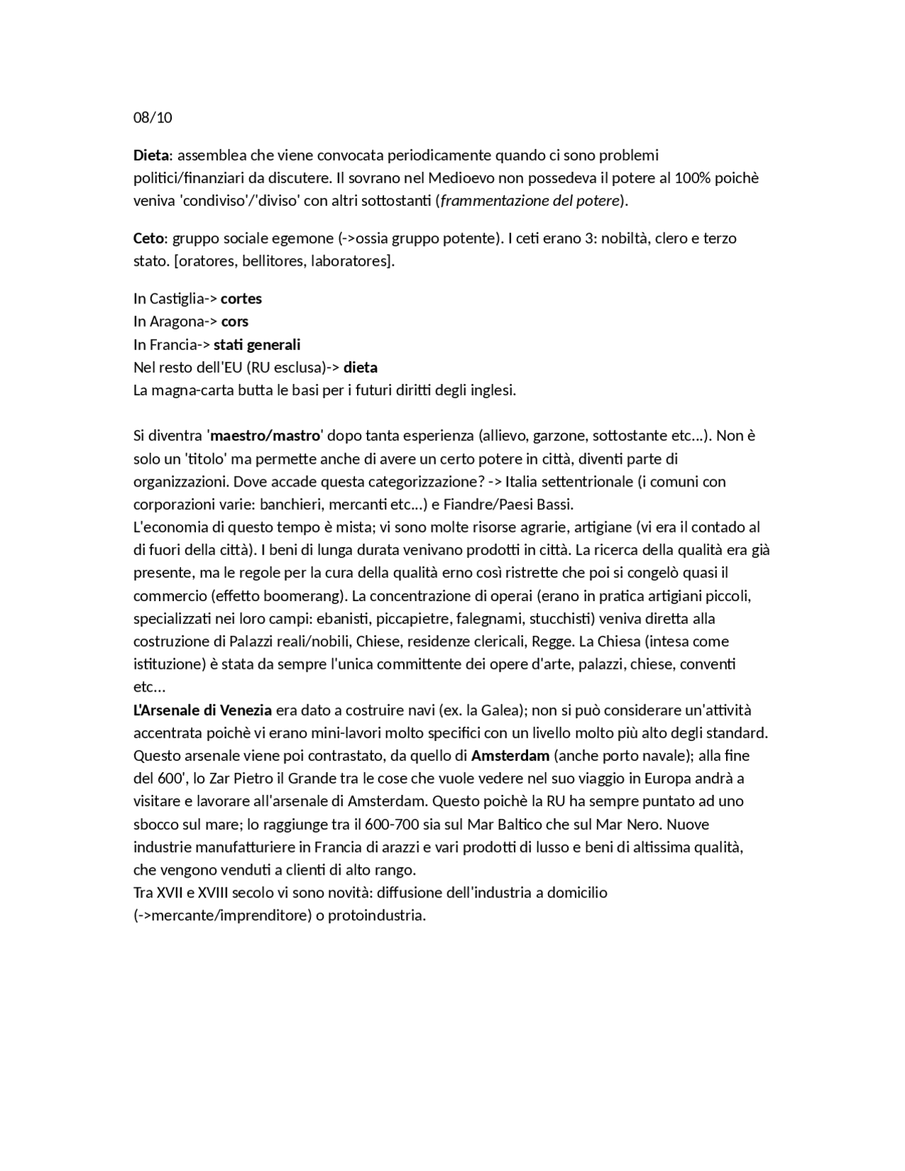 Storia Moderna Appunti Docsity