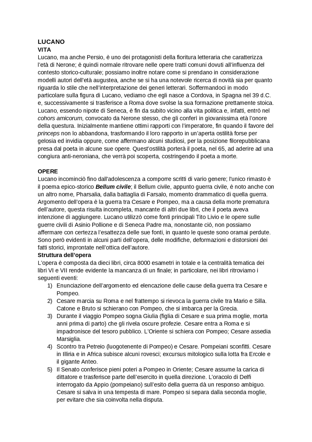 Lucano Vita Opere Analisi Appunti Di Latino Docsity