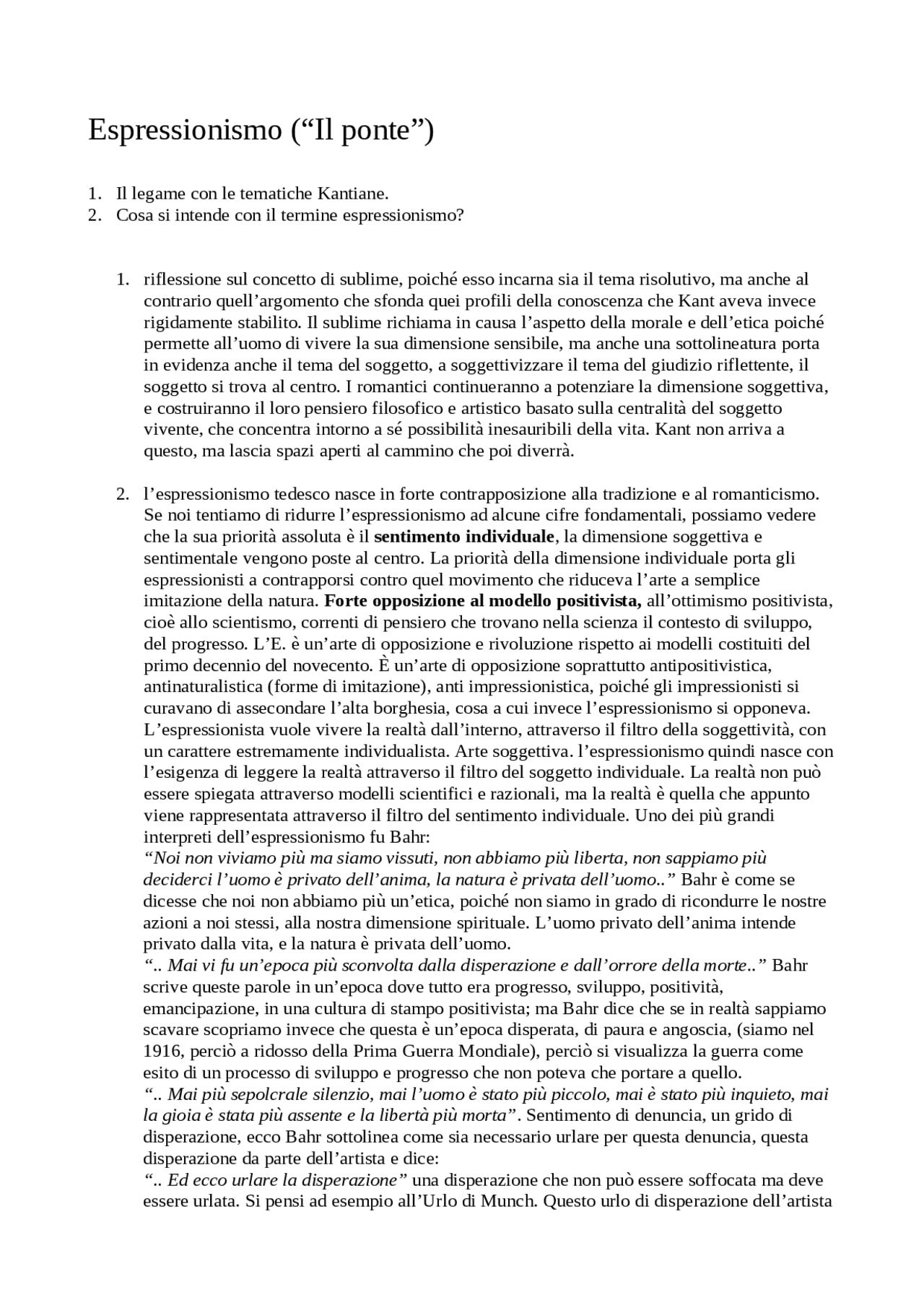 Estetica Espressionismo Docsity