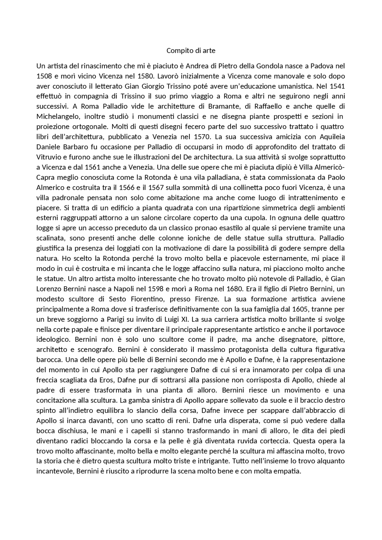 Compito di arte - Docsity