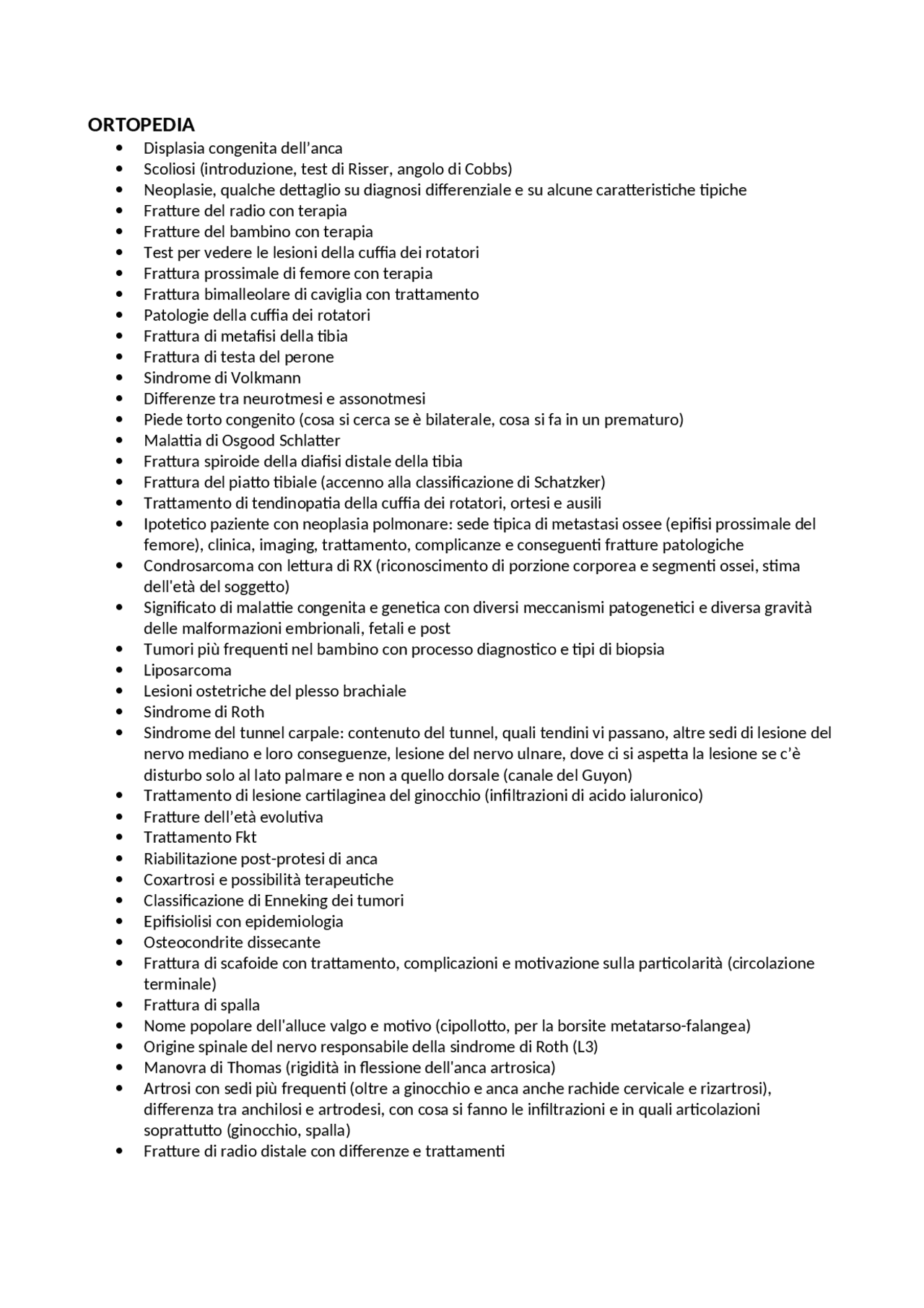 Domande Ortopedia Unipd Docsity
