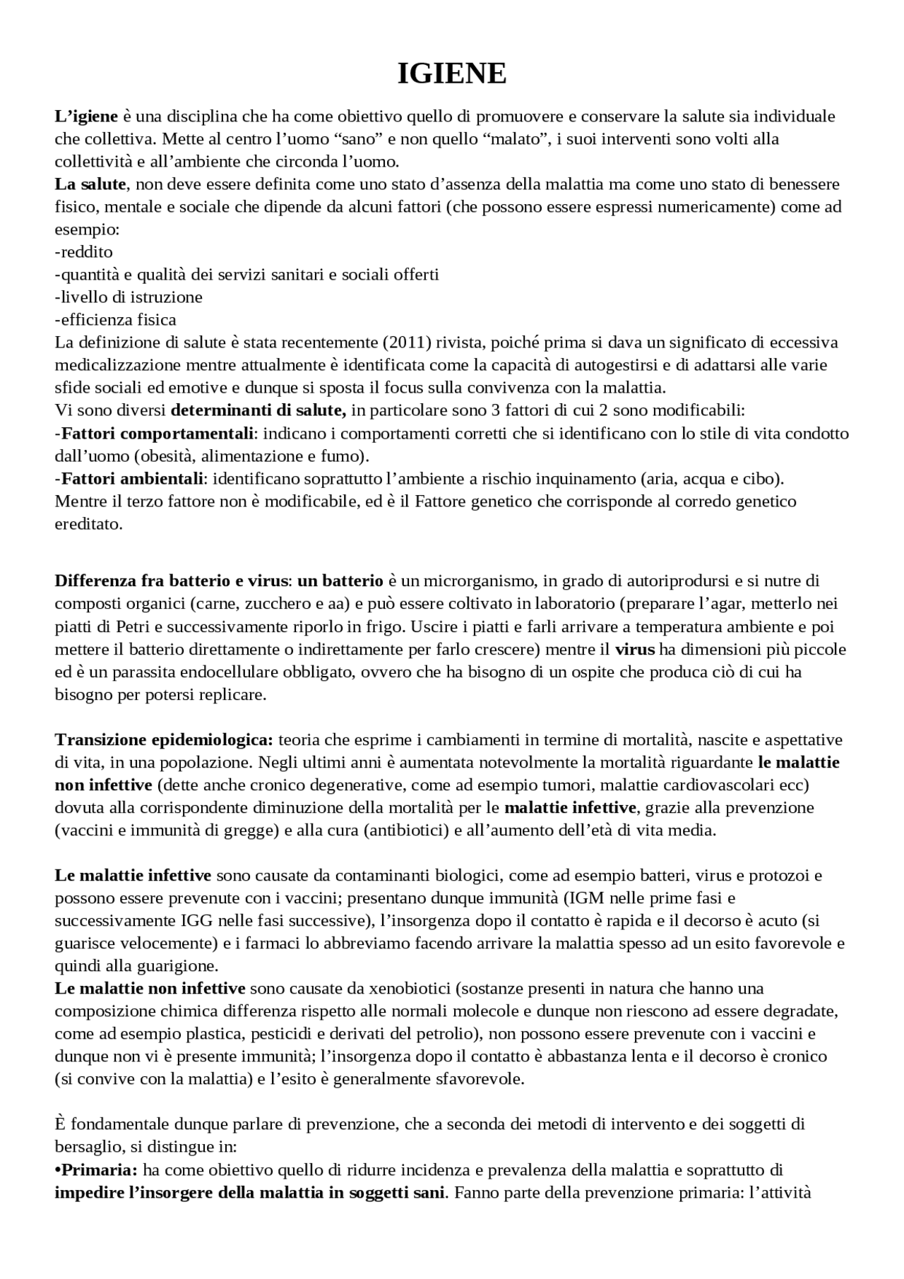 Igiene Generale E Applicata Docsity