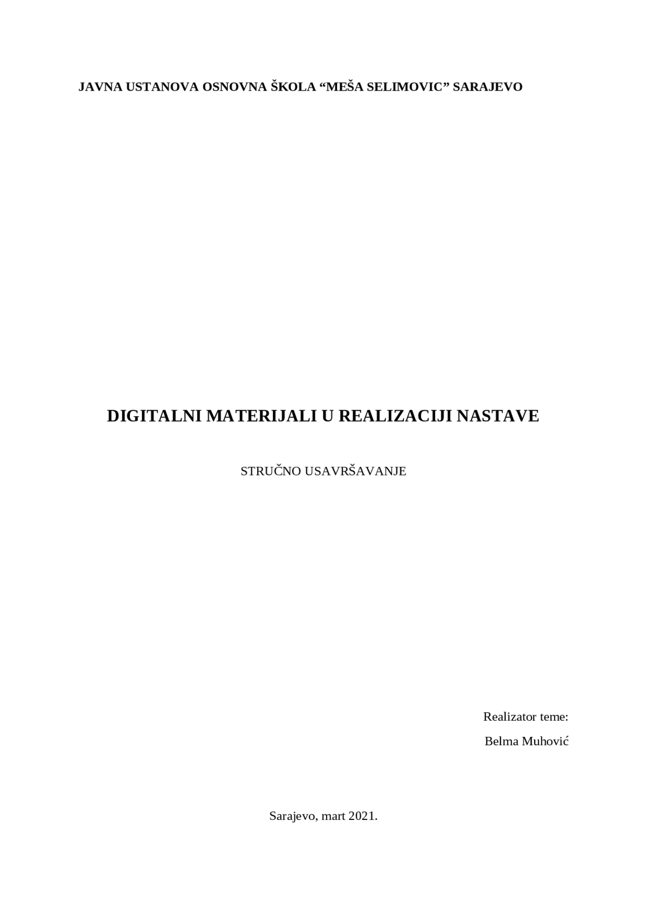 Digitalizacija u nastavi | Maturalni radovi' predlog Poslovna informatika | Docsity