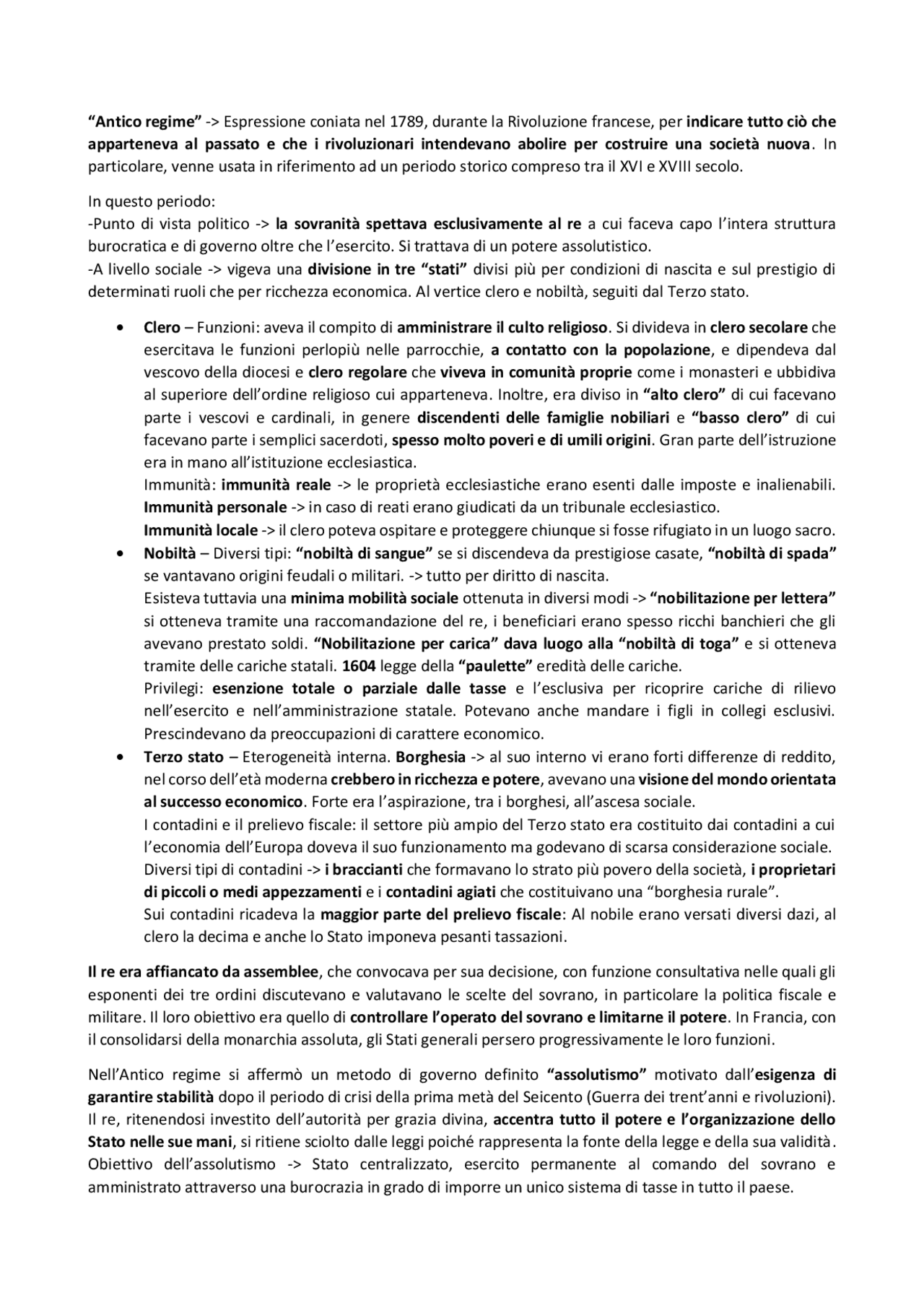 Antico Regime Ancien Régime Docsity