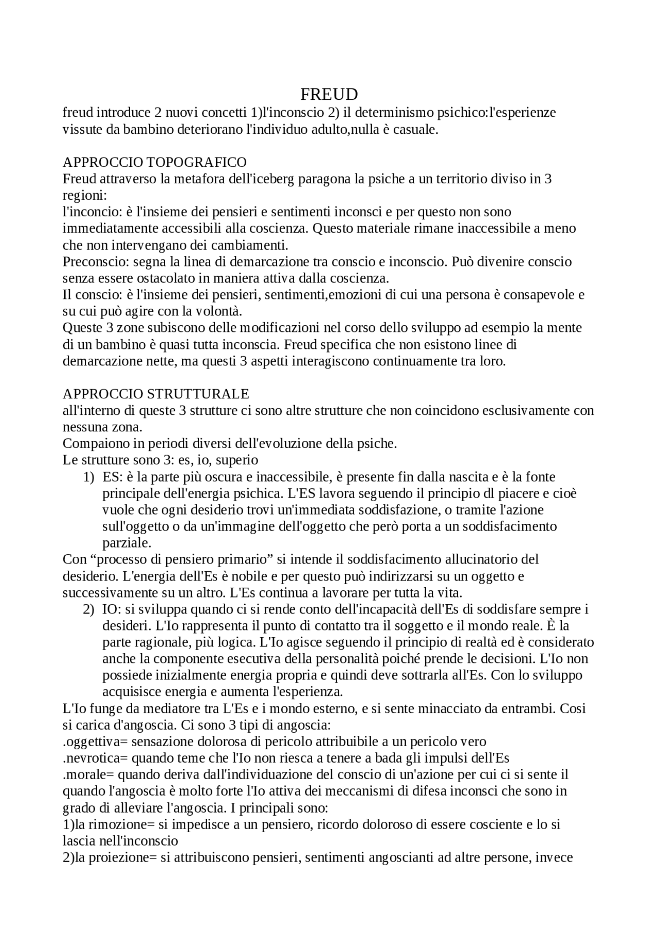 Riassunto Breve Su Freud Docsity