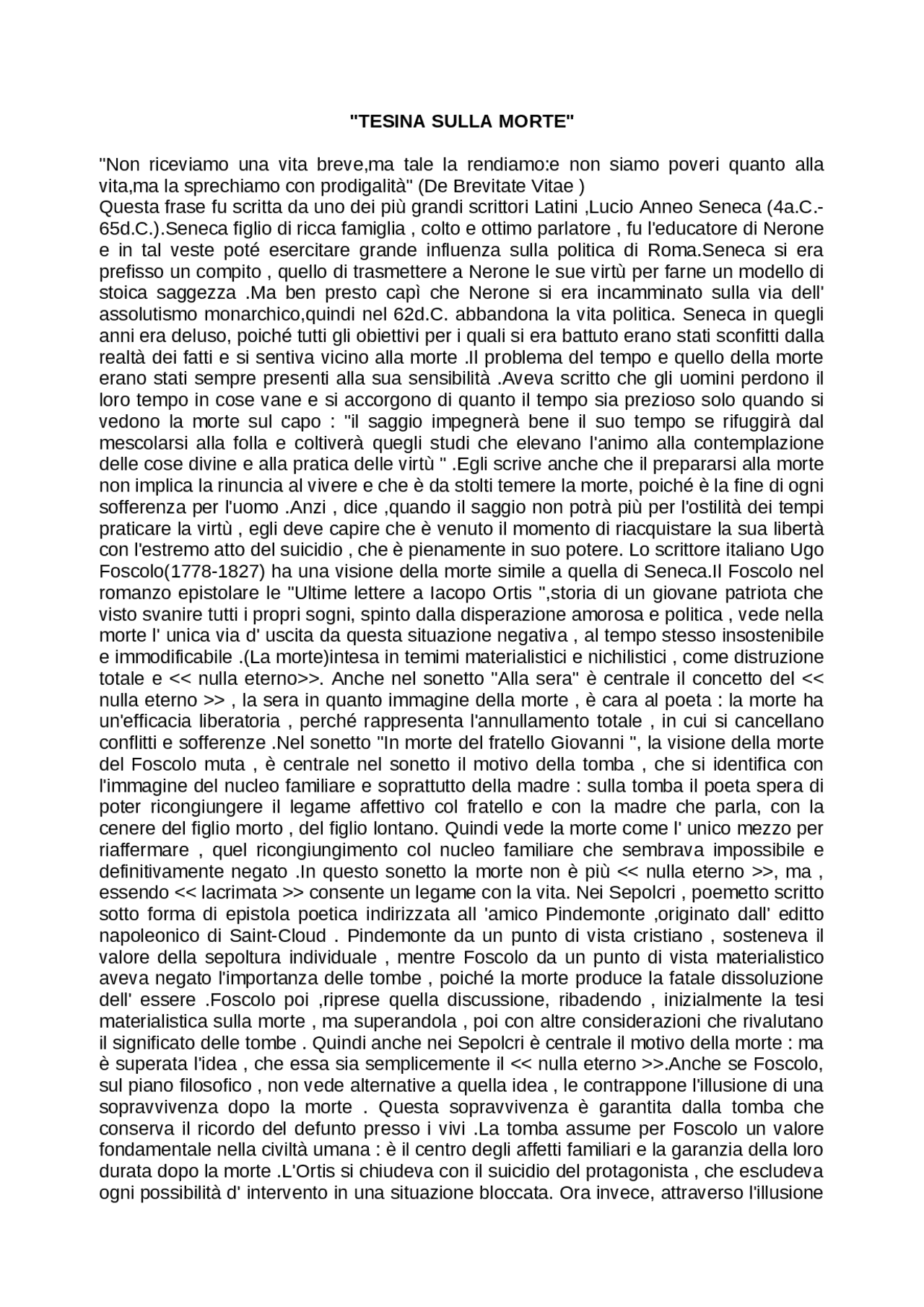 Tesina Liceo Classico Docsity