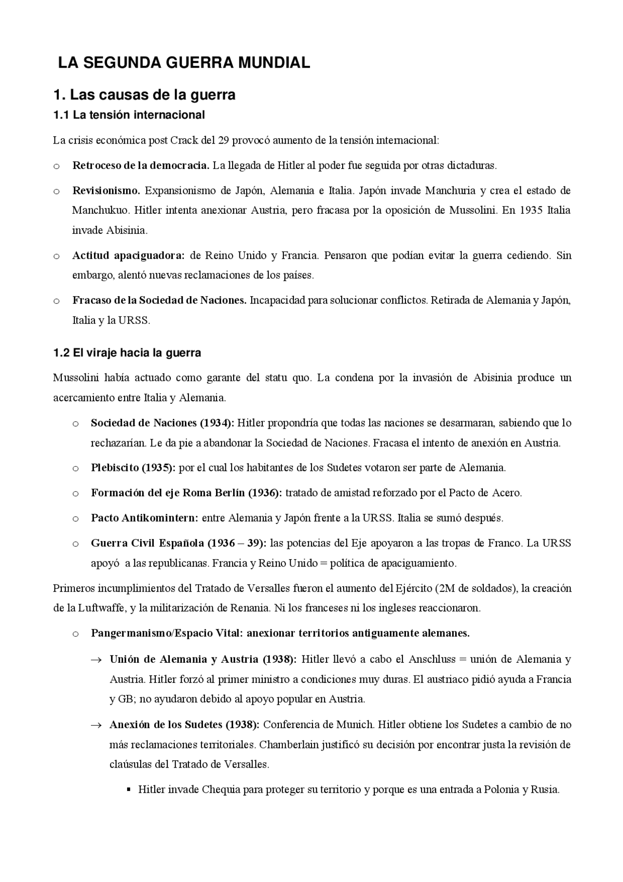 Segunda Guerra Mundial (Historia - 1ºBach) | Apuntes de Historia del ...