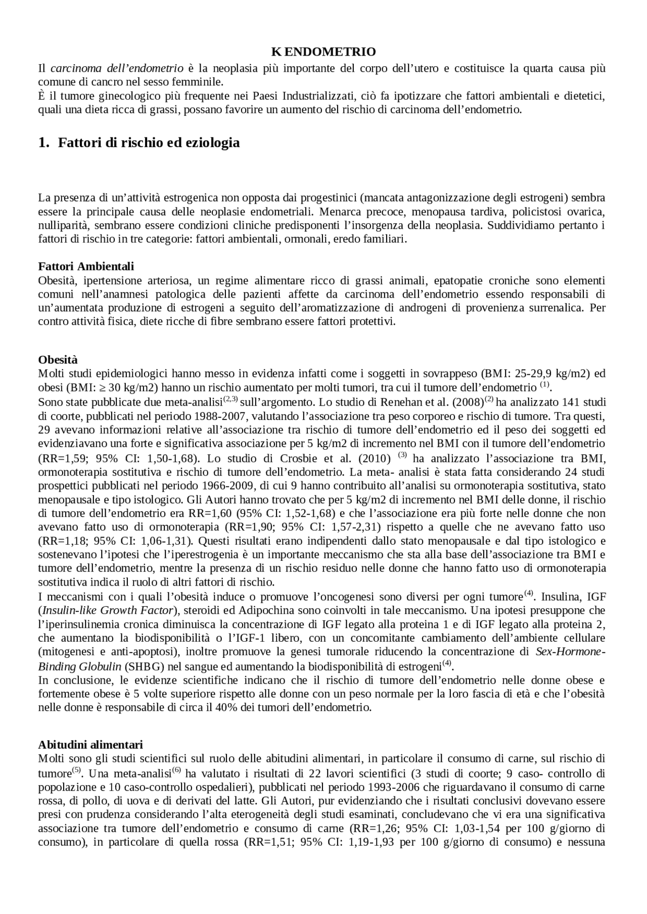 Cancro Dellendometrio Docsity