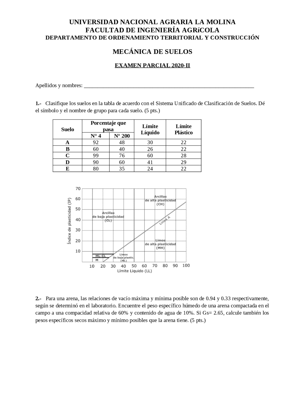 Examen Parcial De Analisis Estructural Ciclo 2020ii Docsity
