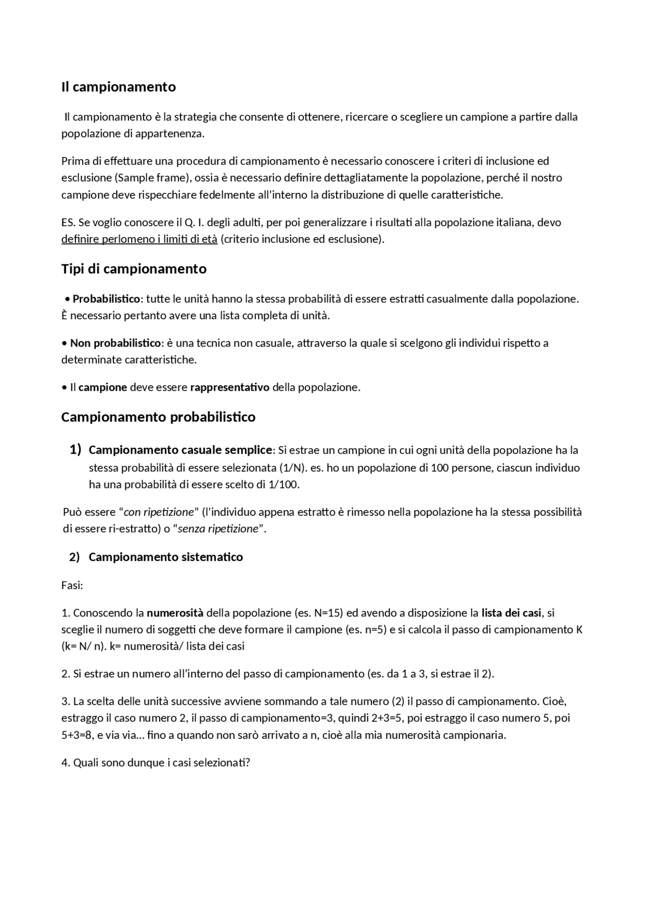 Appunti Sul Campionamento Docsity