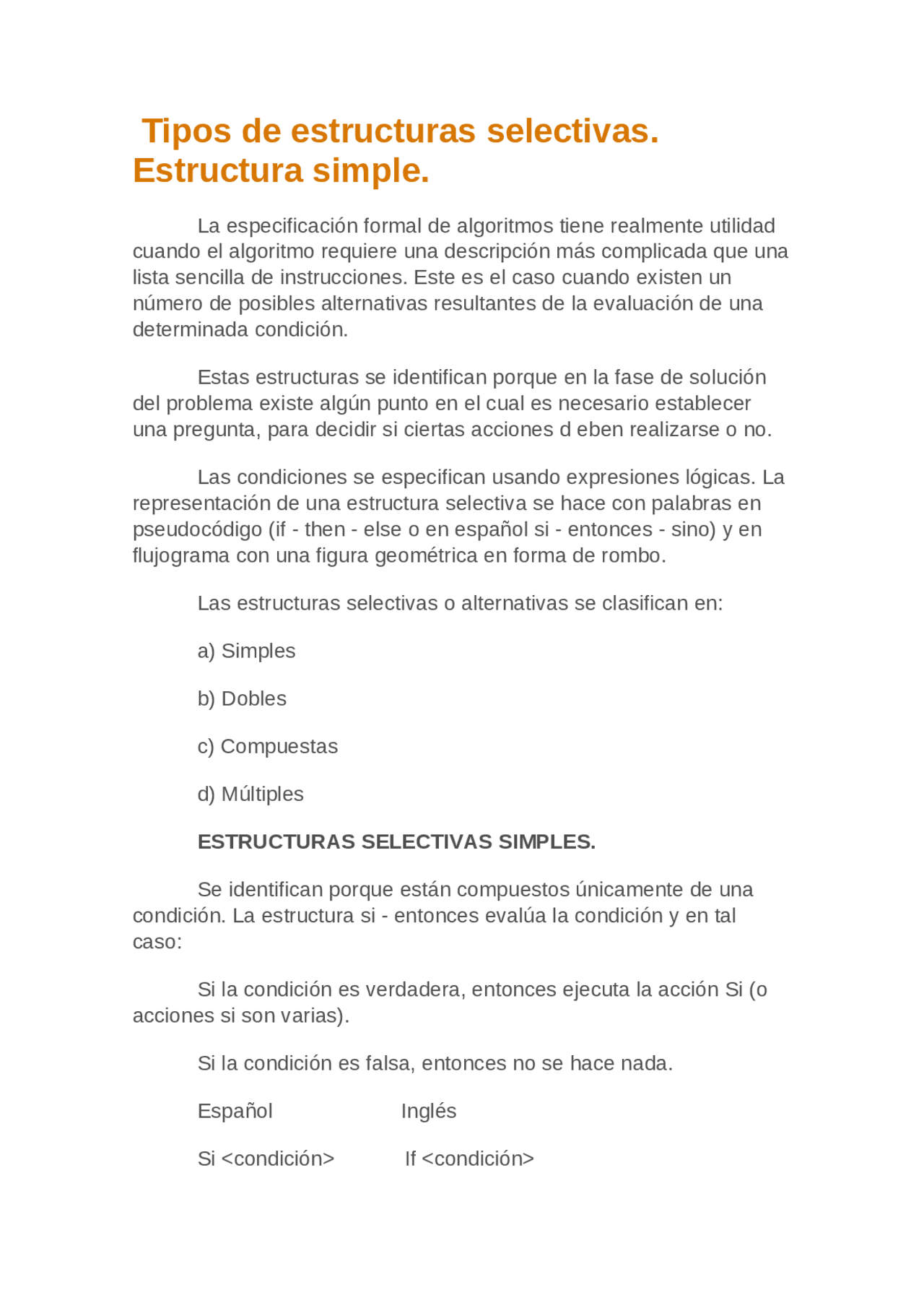 Estructuras simples de lenguaje en c++ para la mnateria de algoritmos y ...