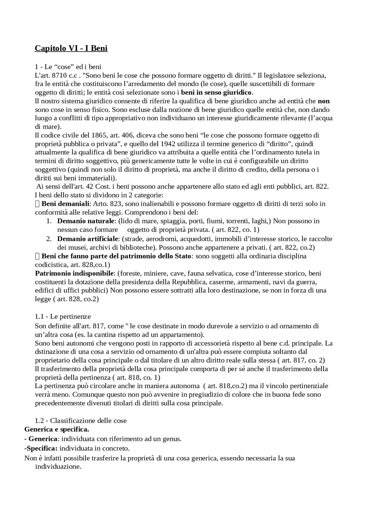 Appunti Beni E Proprietà Docsity