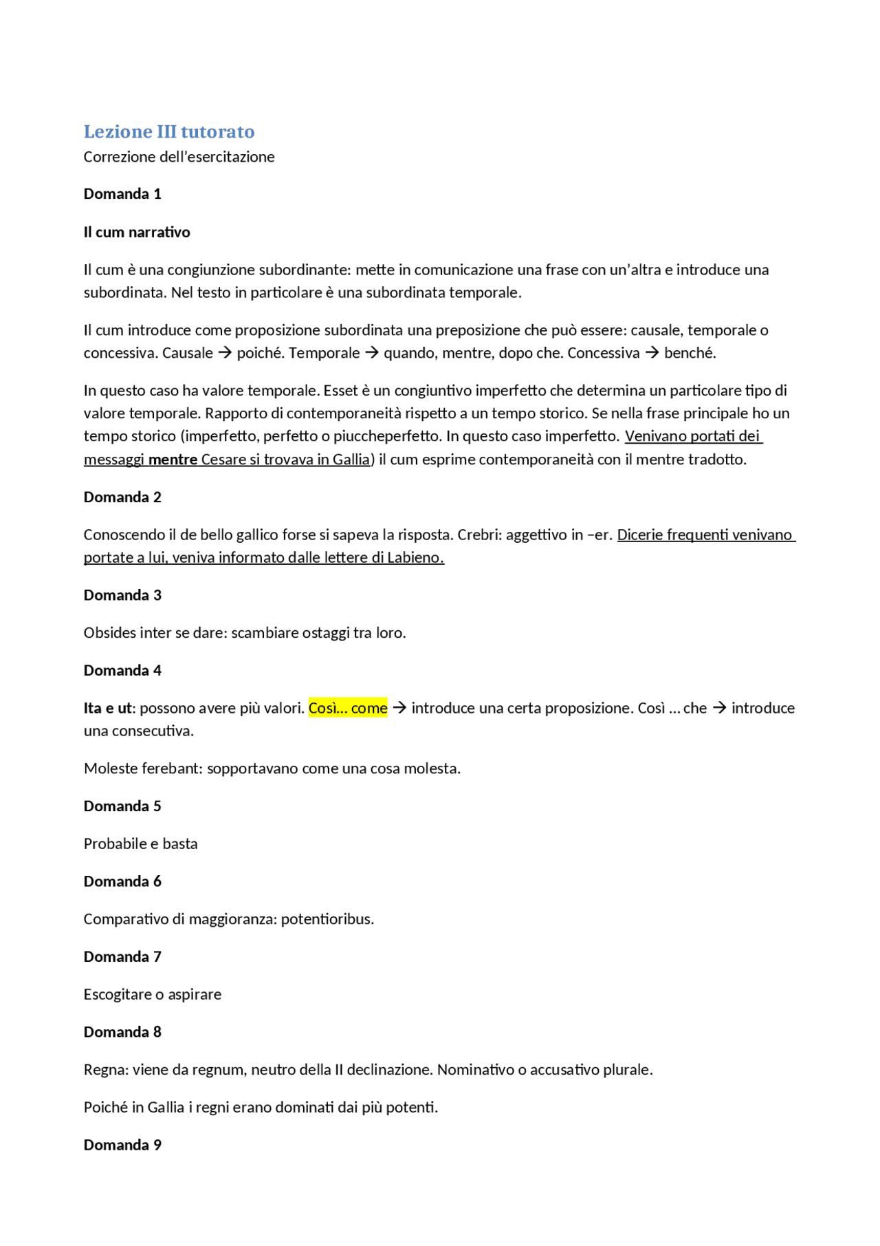 Appunti Grammatica Latina Base Parte Iii Docsity