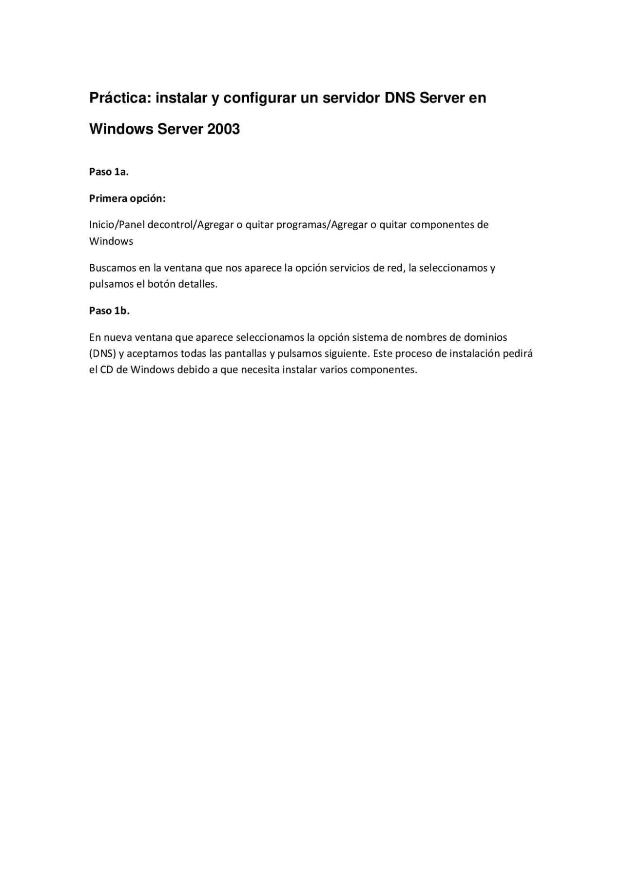 Instalación y configuración de un servidor DNS en windows server 2003 ...