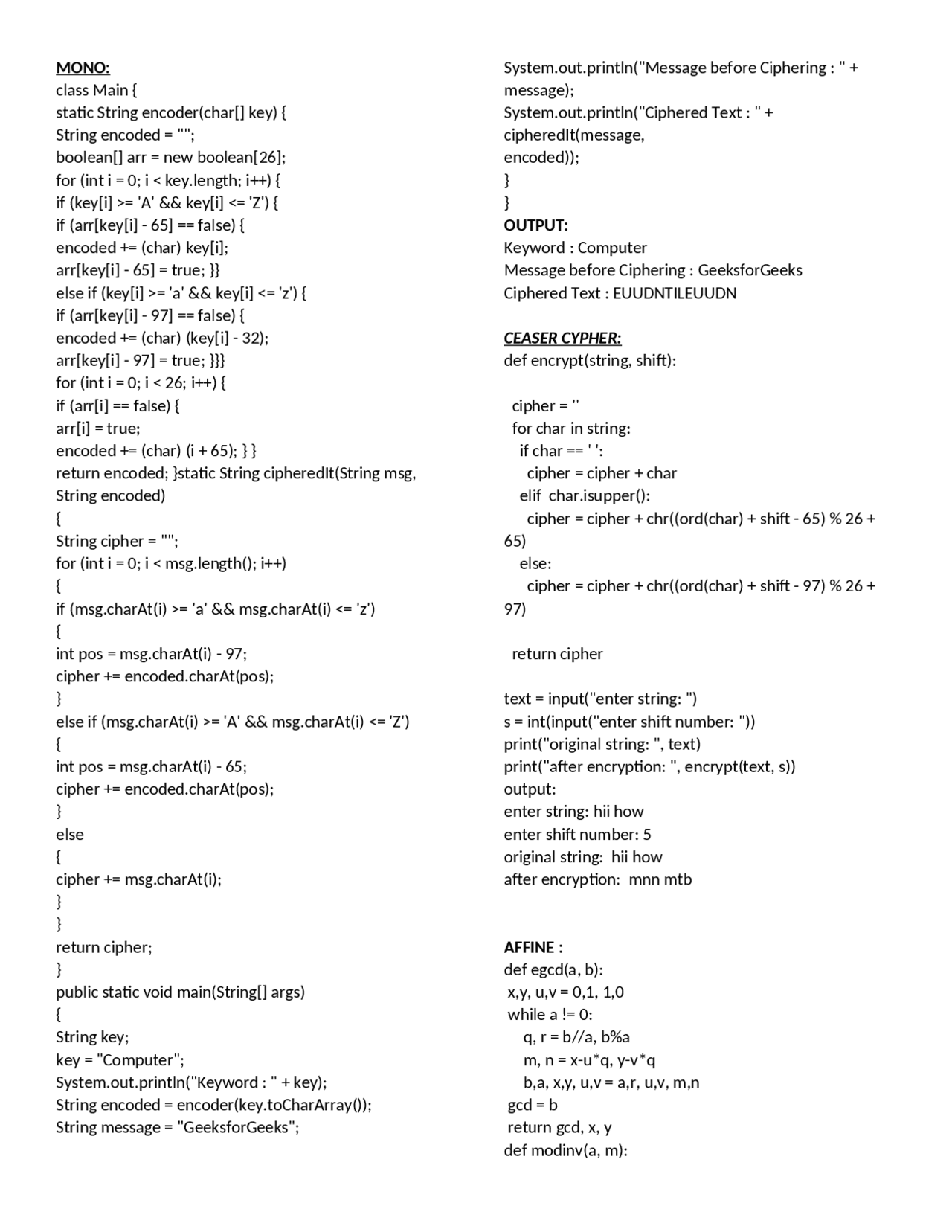 Monoalphabetic cipher - Docsity