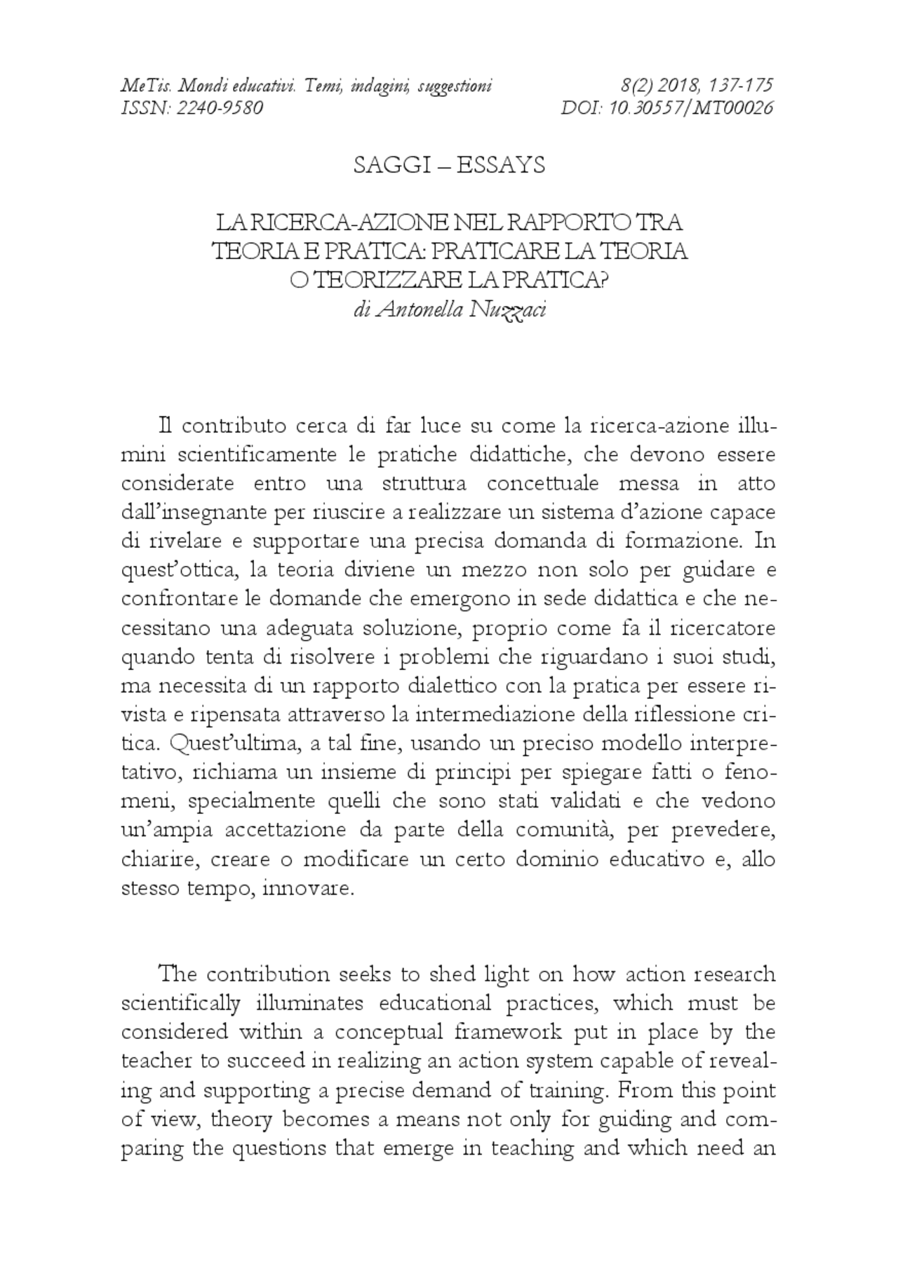 Ricerca azione - pedagogia sperimentale - Docsity