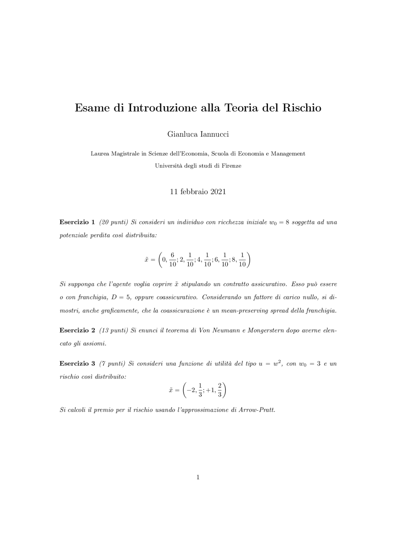 Esame Metodi Quantitativi I Docsity
