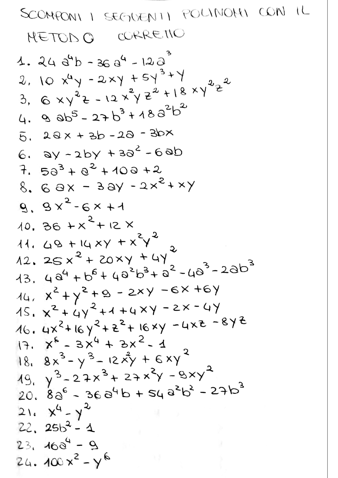 Esercizi Sulla Scomposizione Di Polinomi Esercizi Di Matematica Docsity