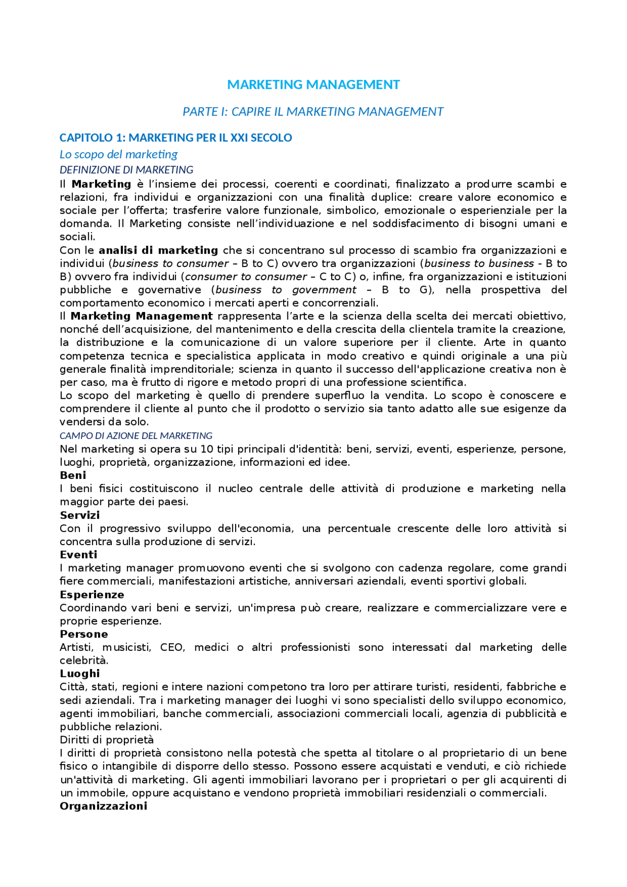 Riassunti Di Marketing Cap 1 3 4 5 8 10 Docsity