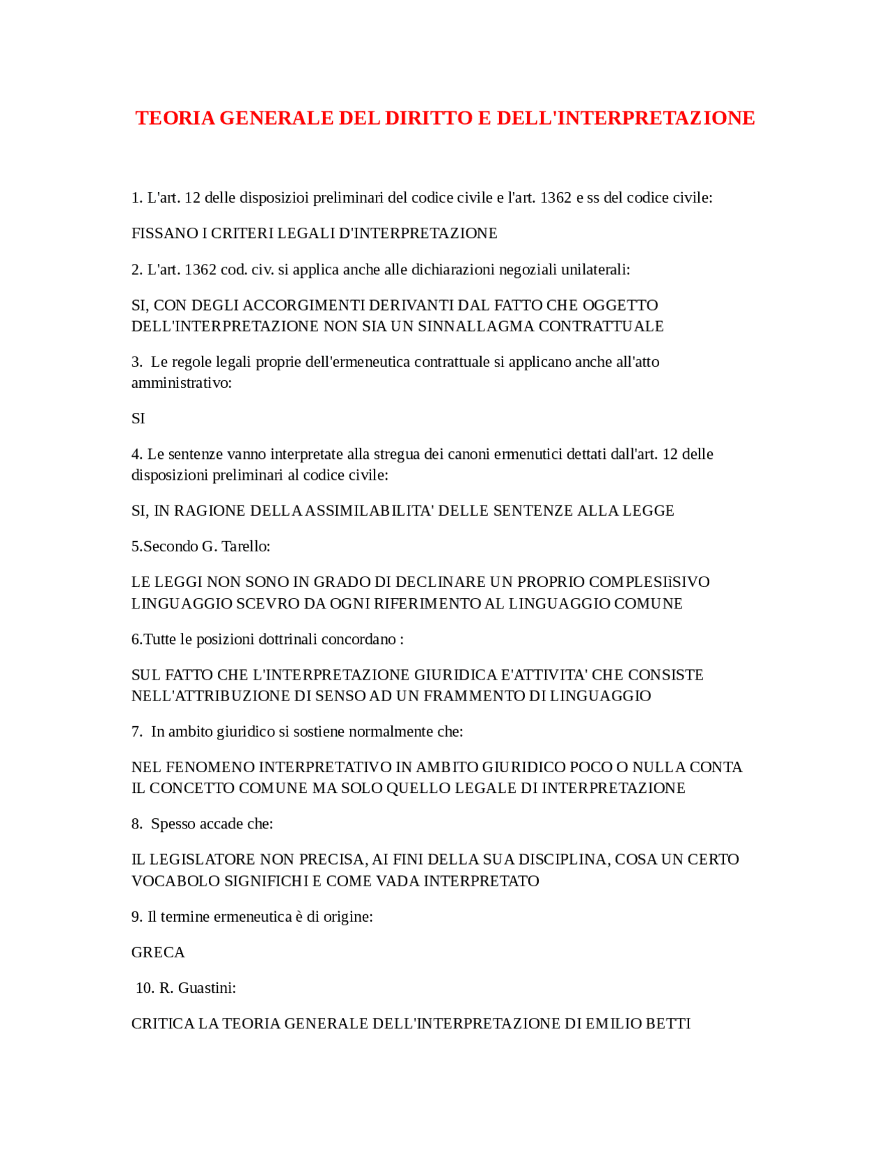 Teoria Generale Del Diritto E Dellinterpretazione Docsity