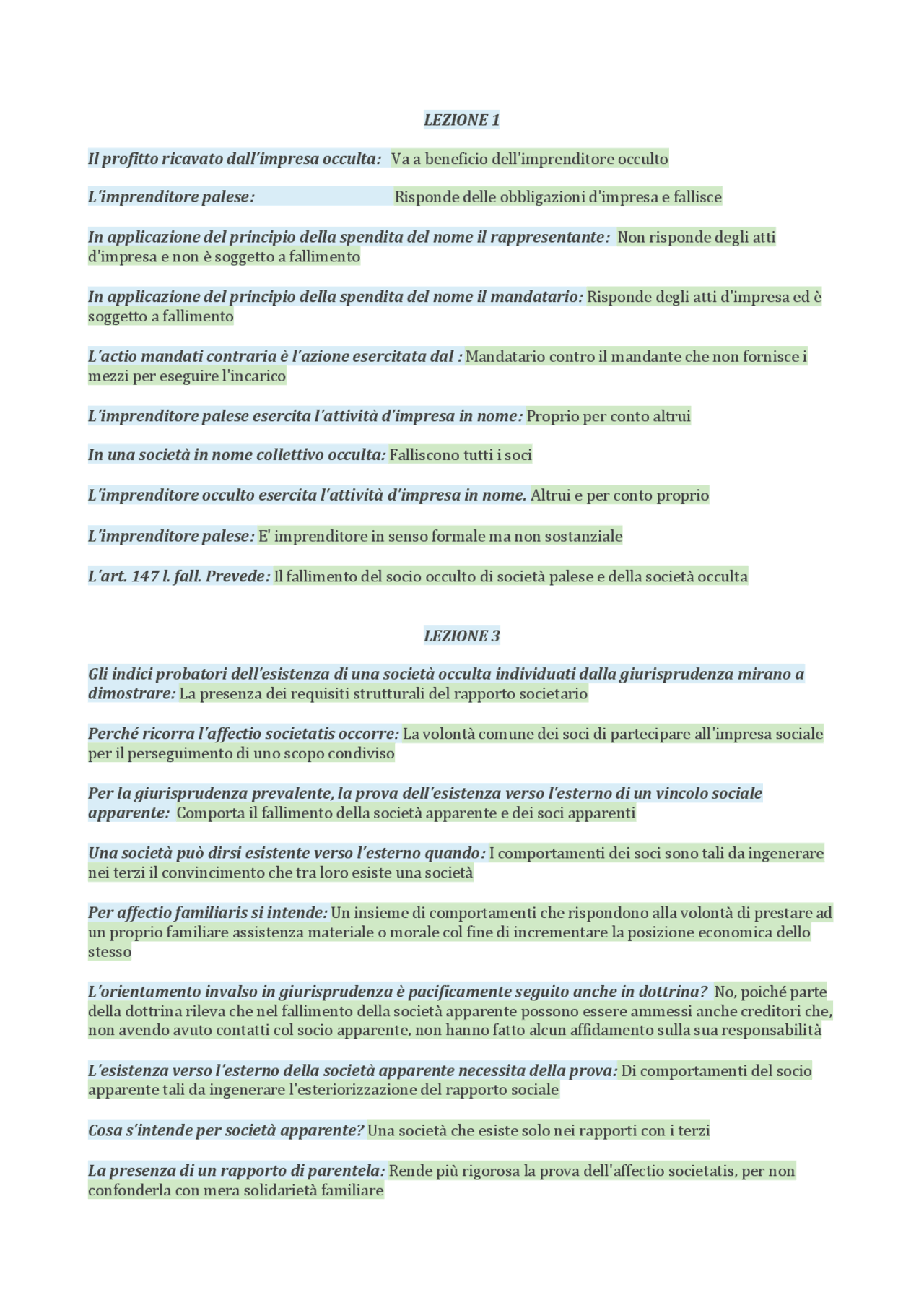 Test Completi Autovalutazione Pegaso Diritto Fallimentare Docsity