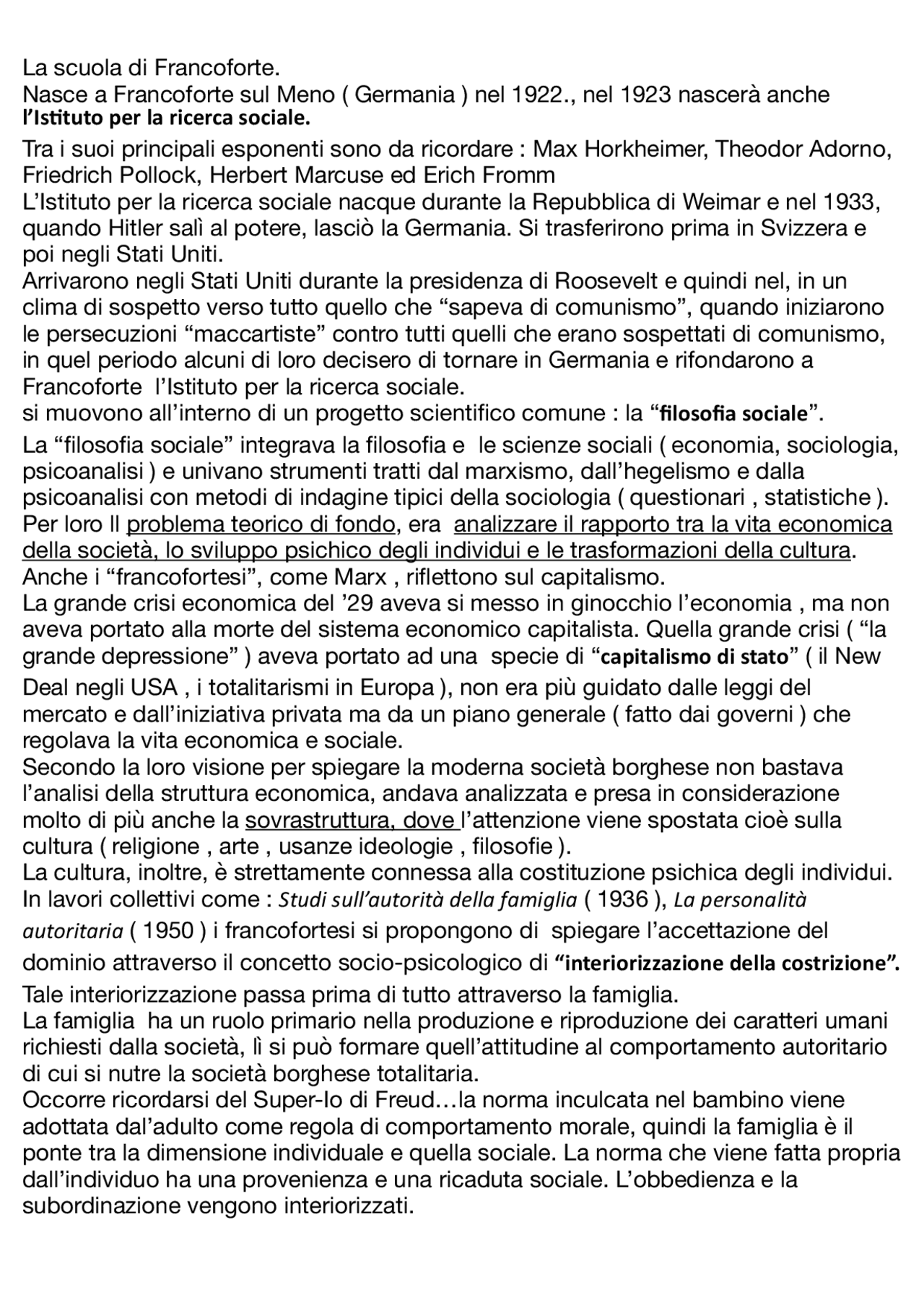 Scuola Di Francoforte Docsity