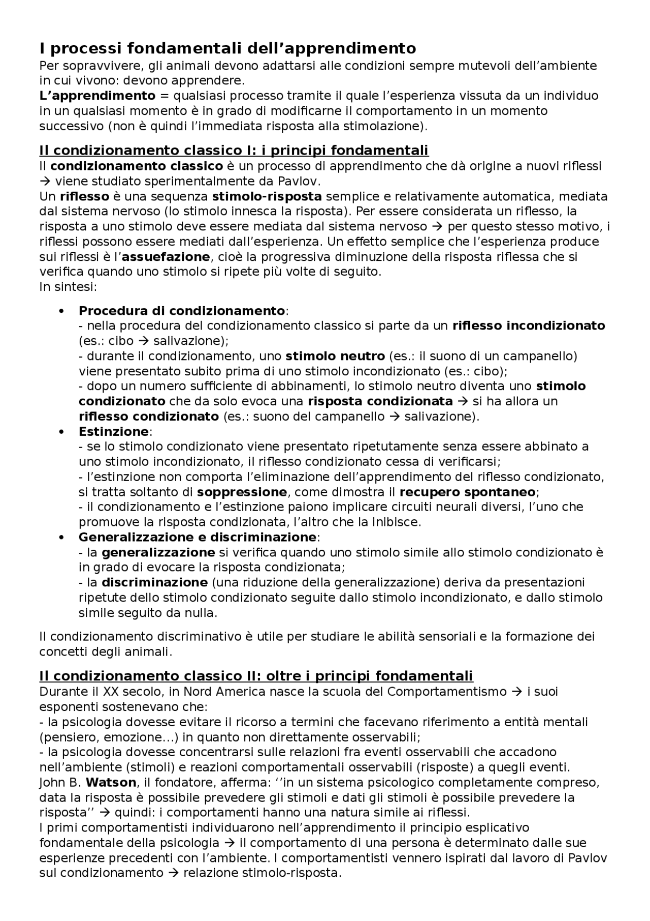 Lapprendimento Psicologia Dei Processi Cognitivi Docsity