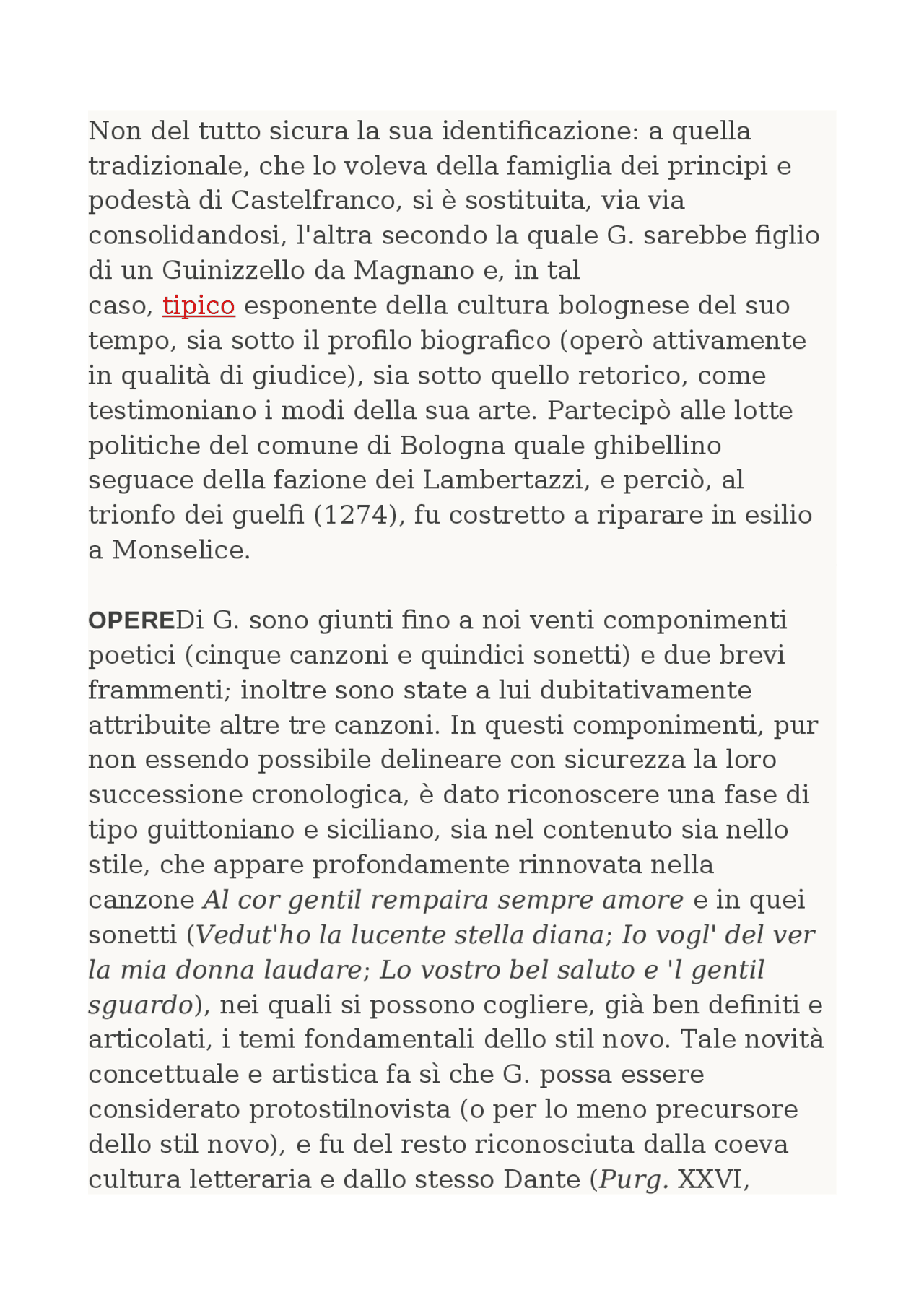 Guido Guinizzelli Sintesi Di Vita E Opere Docsity
