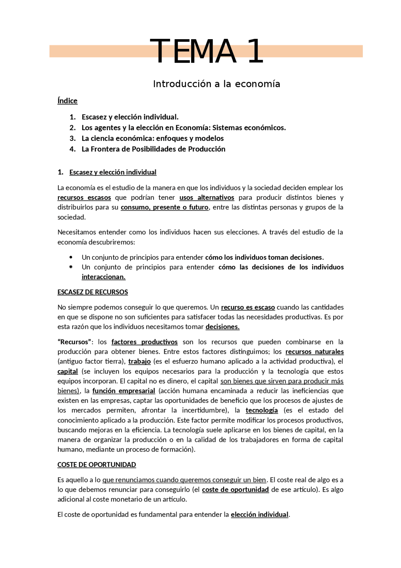 Tema 1 Economía Completado Con Manual Docsity