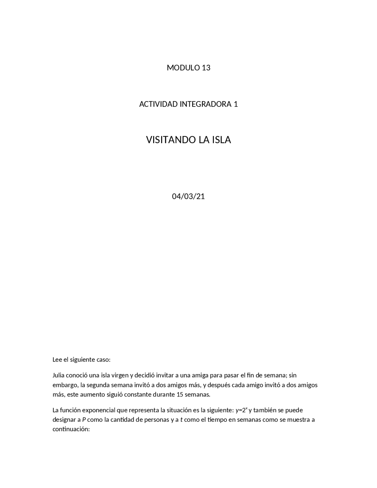 Modulo 13 actividad 1 - Docsity