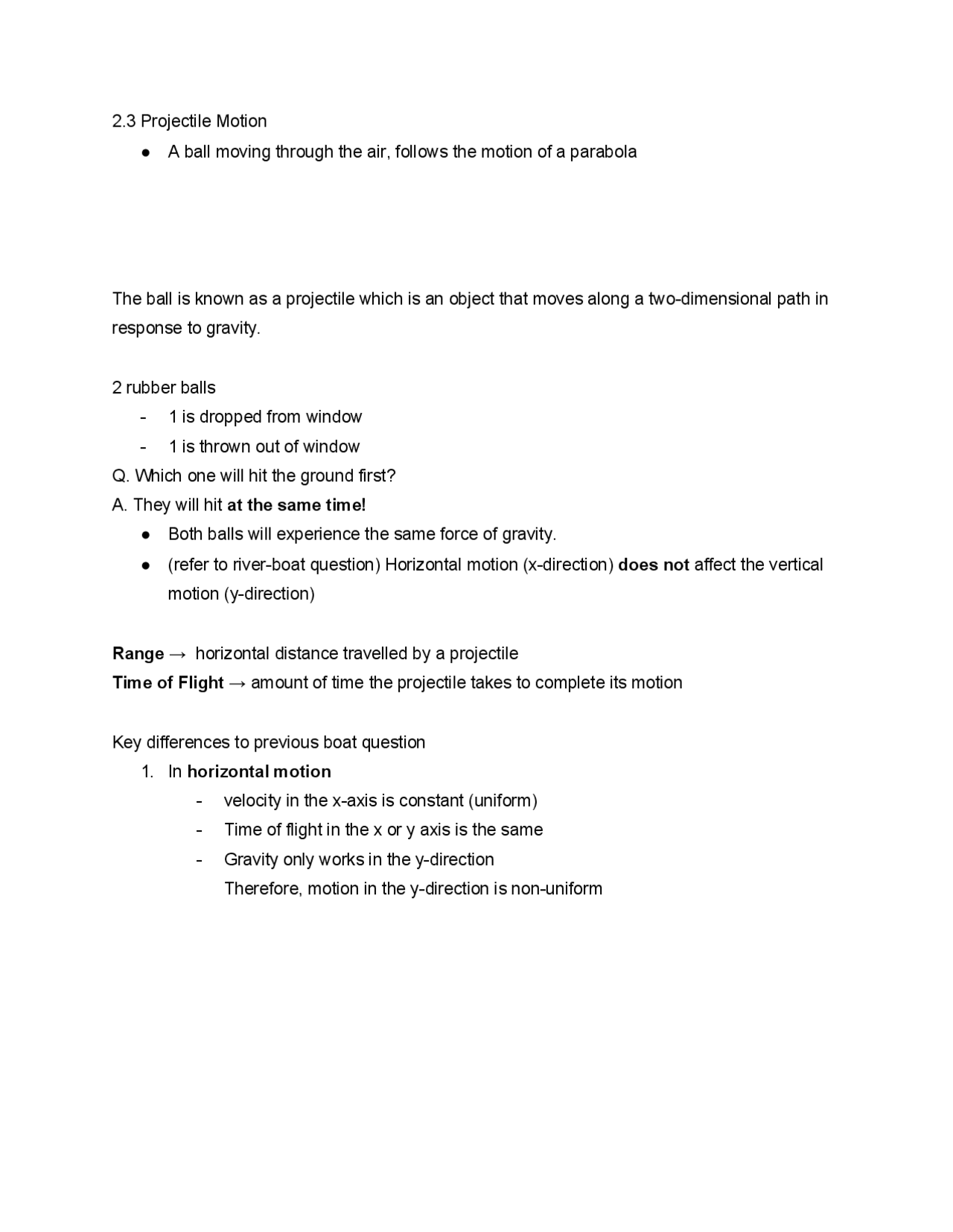 Projectile Motion Docsity