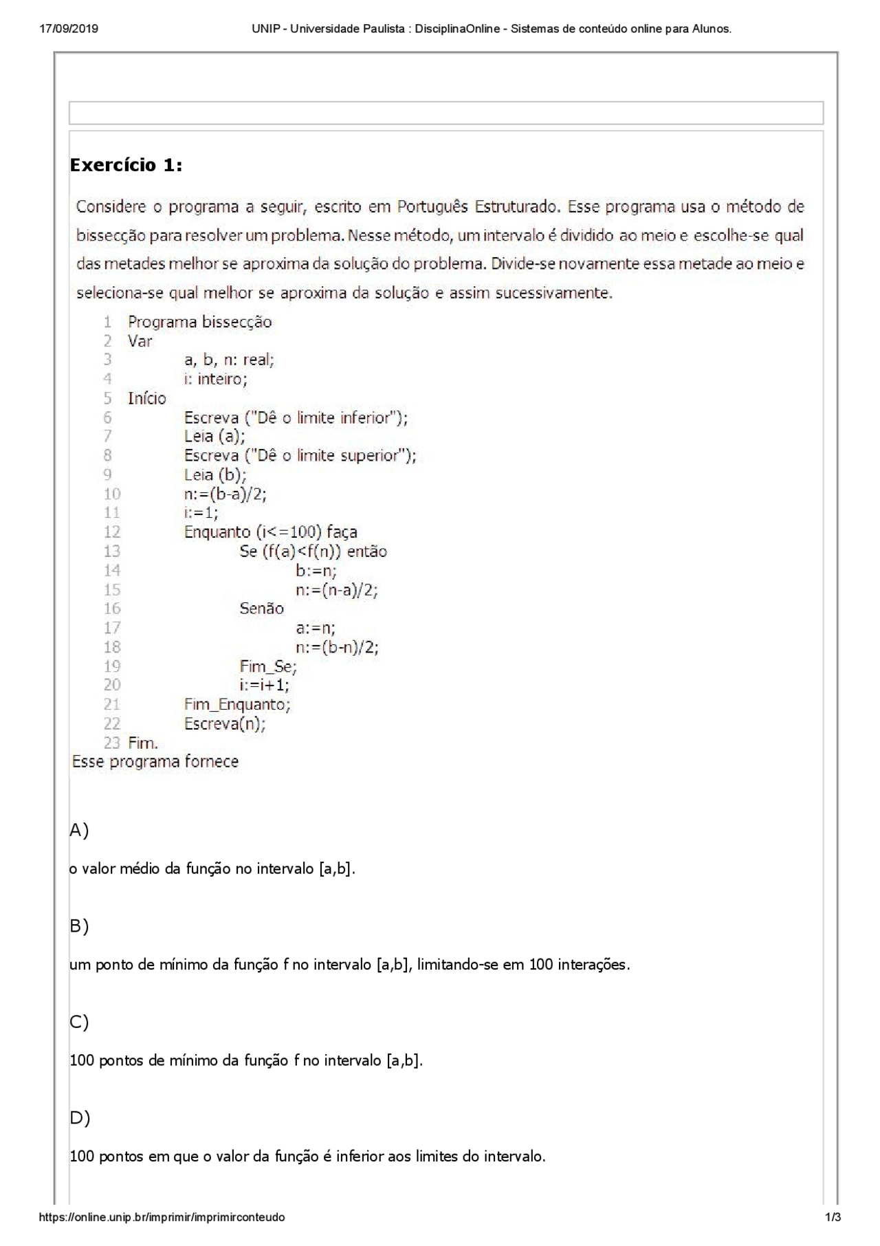 ProgramaÇÃo De Computadores10 Exercicios Docsity