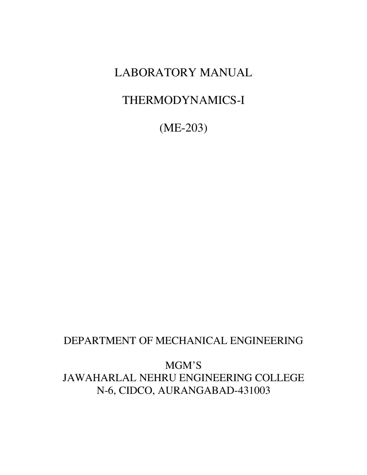 Lab manual mechanical engineering - Docsity