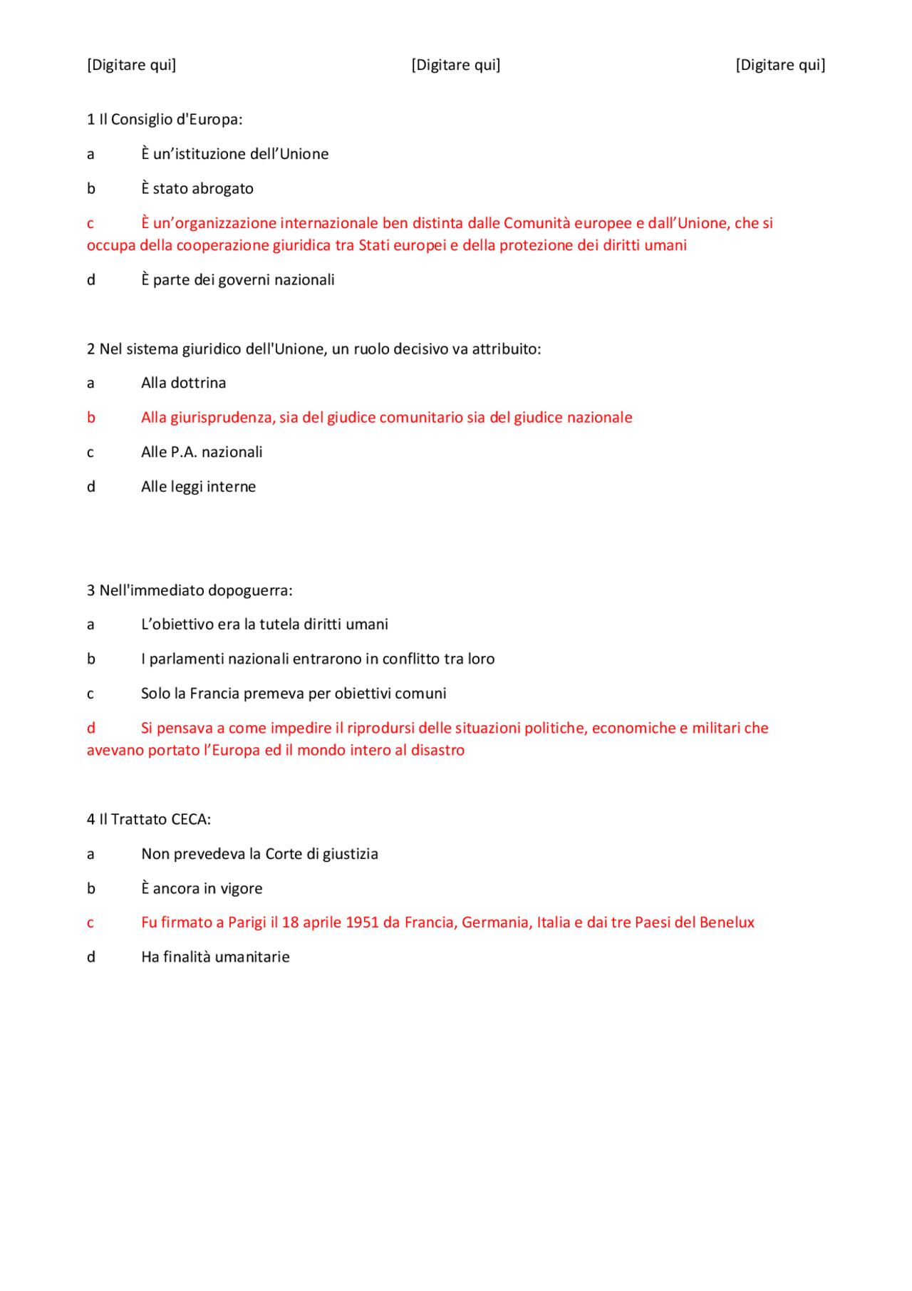 Domande diritto comunitario unipegaso - Docsity