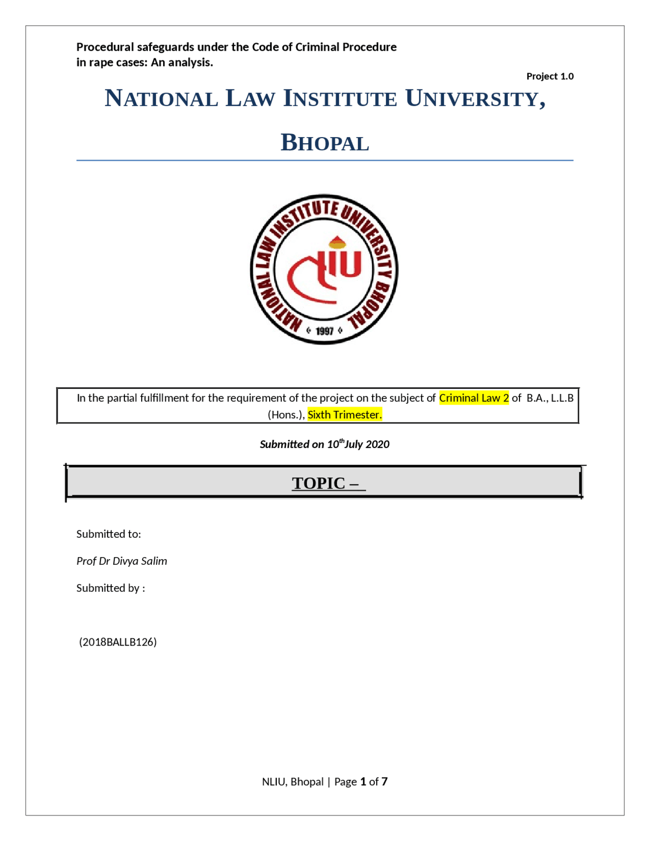 Procedural Safeguards under Code of Criminal Procedure in Rape Cases: An Analysis | Assignments ...