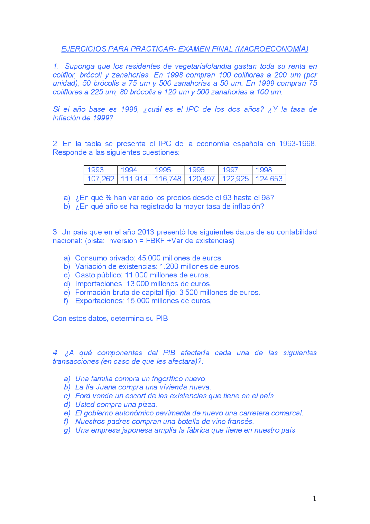 Ejercicios Prácticos Macroeconomía Docsity