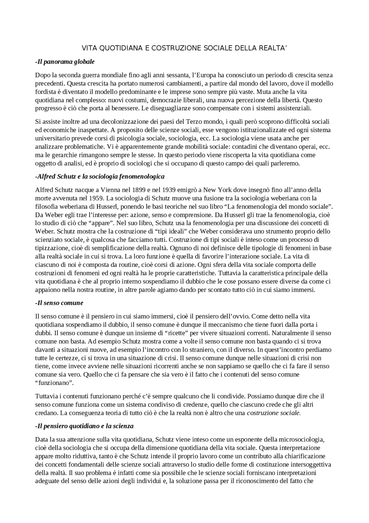 Riassunto Capitolo 12 Il Mondo In Questione P Jedlowski Docsity