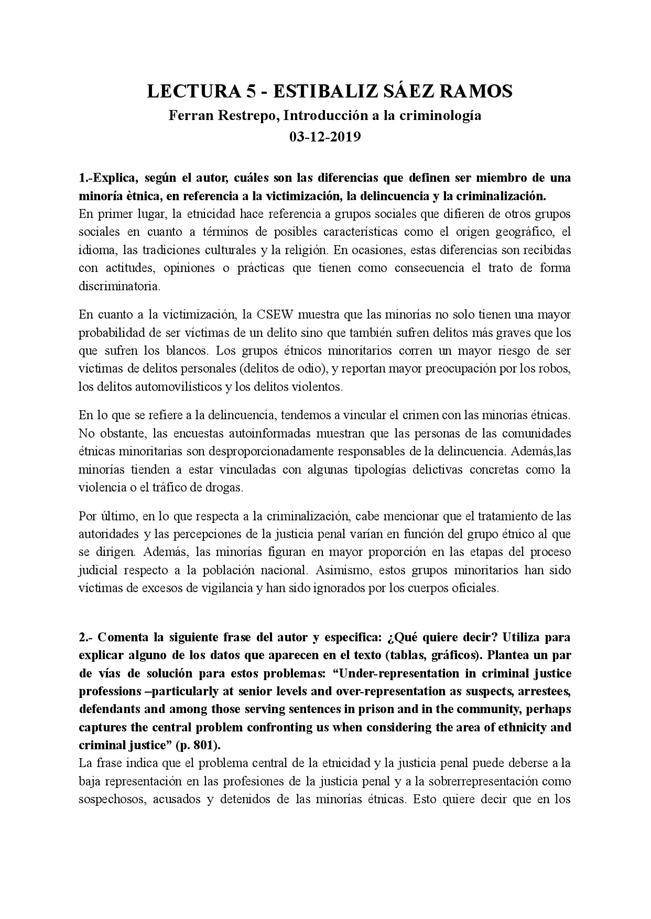 Lectura 5 Introducción A La Criminología Docsity