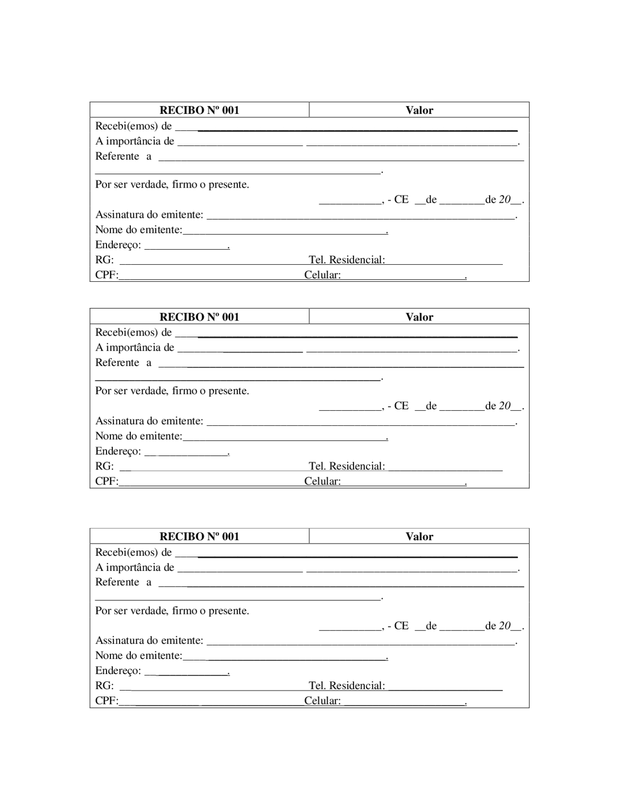 Modelo de recibo recibo - Docsity