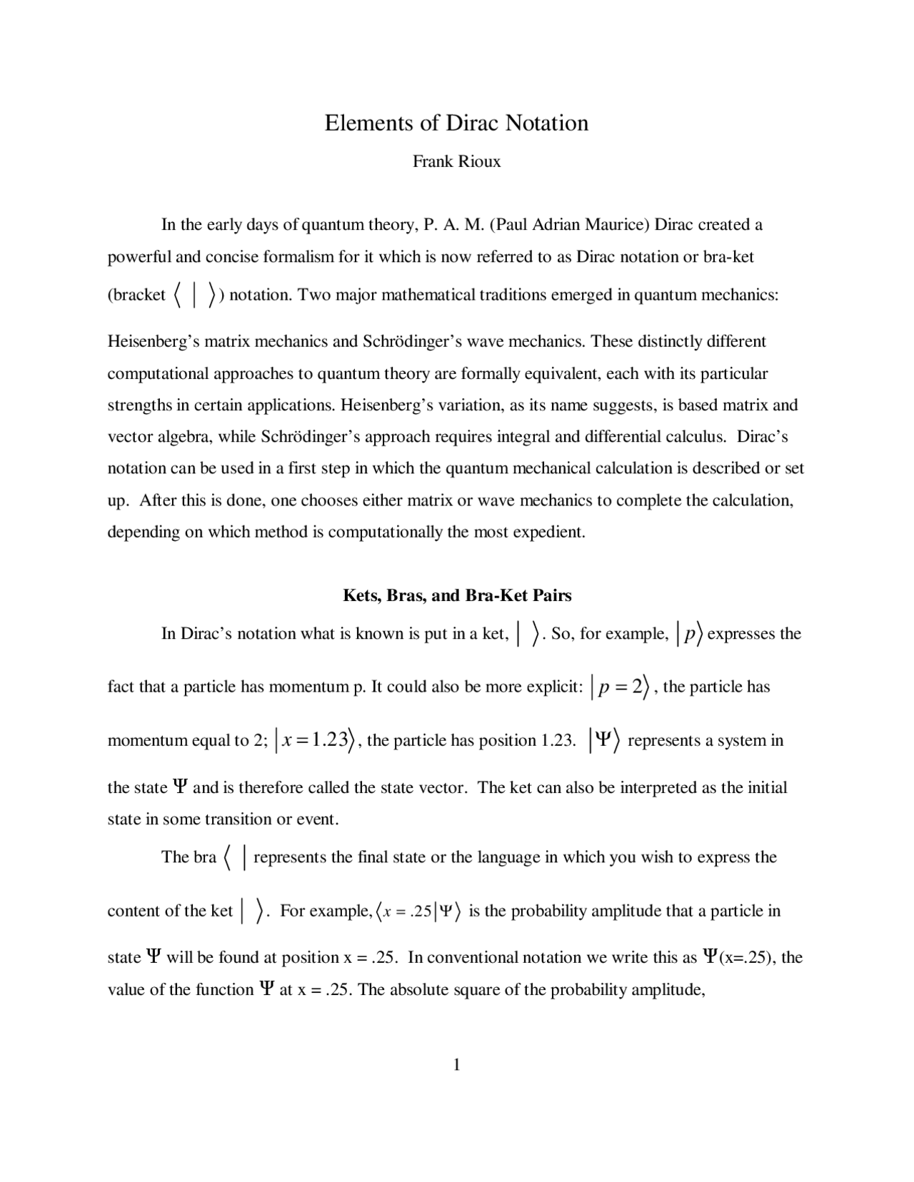 Notação de Dirac - Elements of Dirac Notation - Docsity