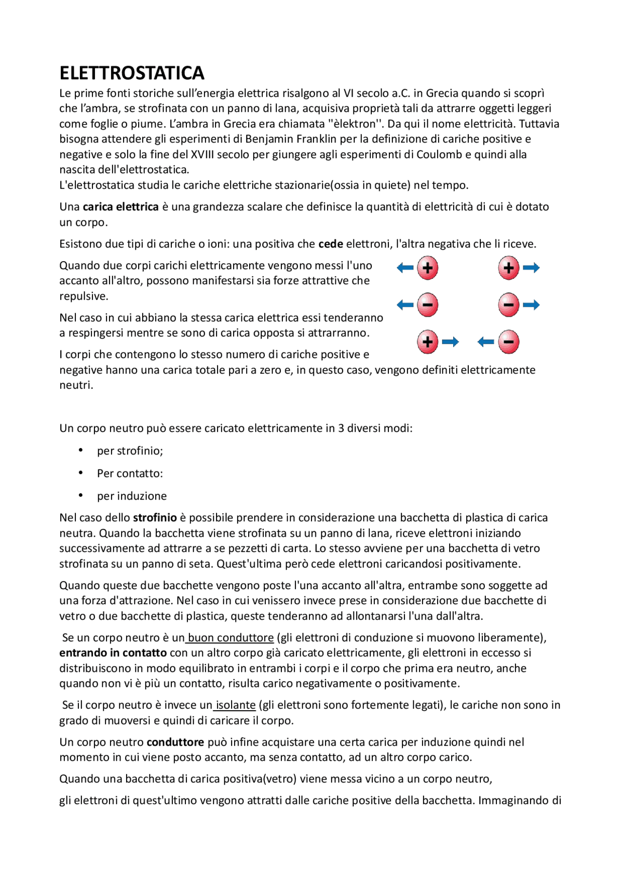 Appunti sull'Elettrostatica - Docsity